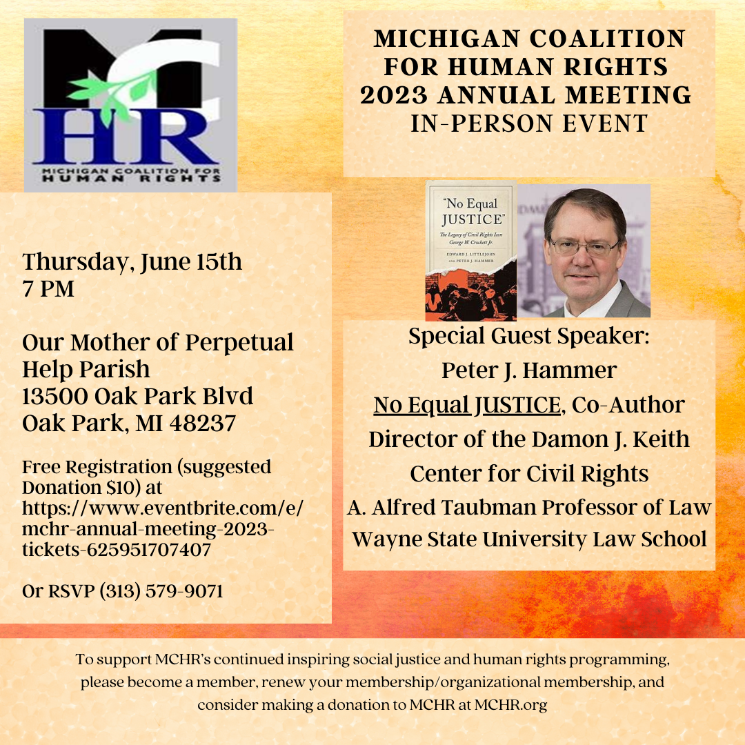 MCHR Annual Meeting Thursday, June 15th at 7PM | Michigan Coalition for ...